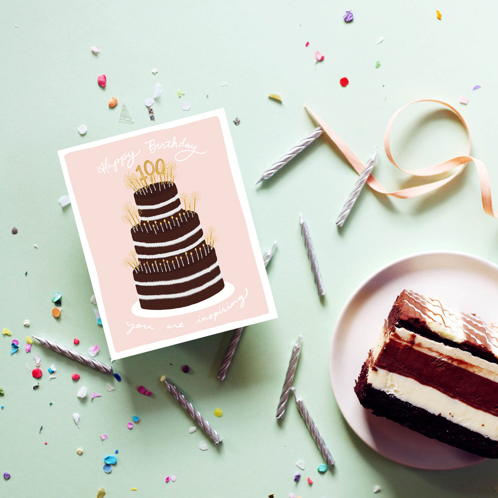 100 Cake | 100th Birthday Card | Happy 100th Birthday Card – Slightly ...